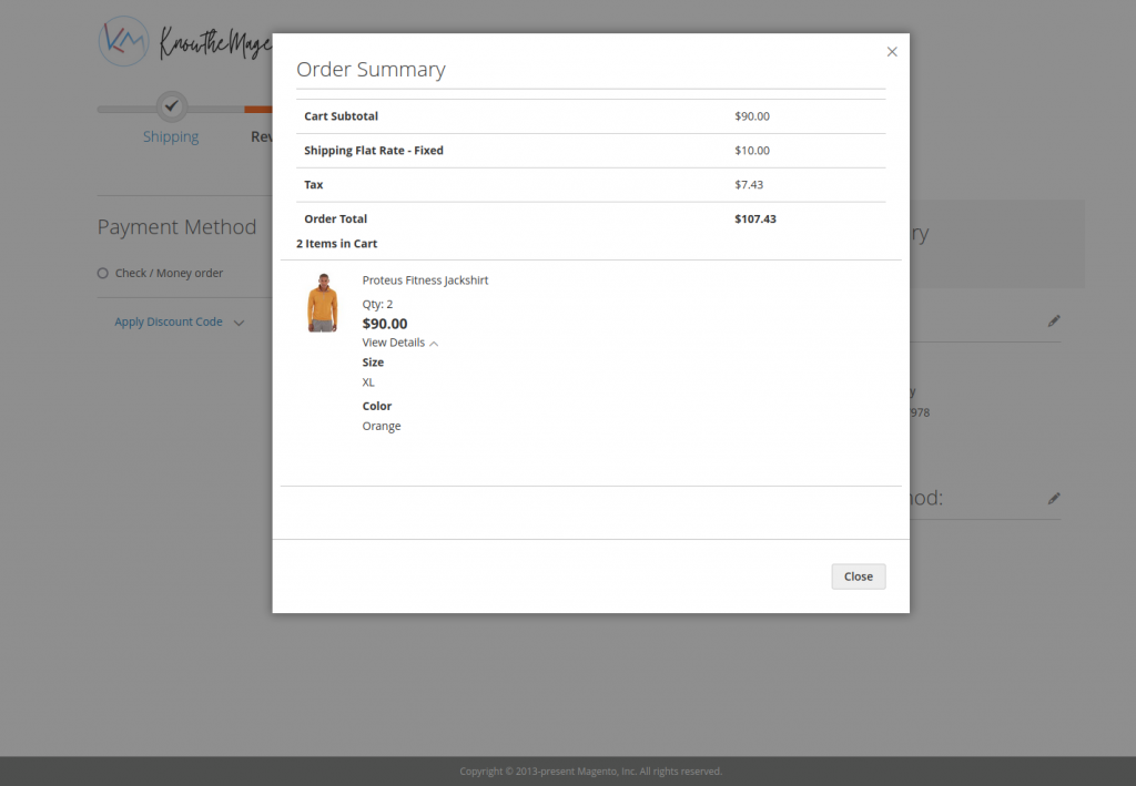 How To Display Order Summary In A Modal In Magento 2 Knowthemage 0105